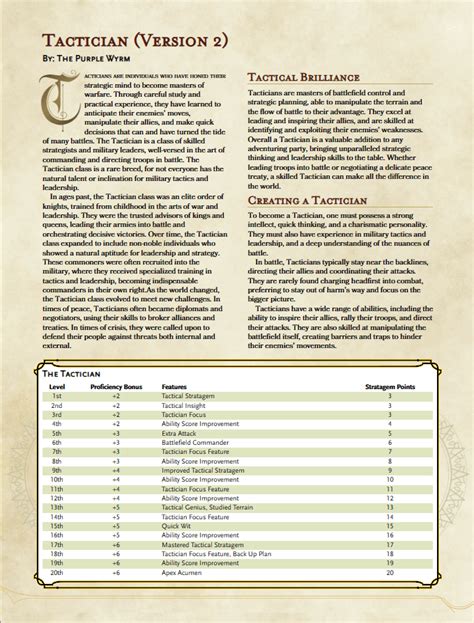 Tactician Version 2 Class For 5e Runearthedarcana