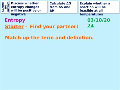 Year 13 Entropy Ocr A Teaching Resources