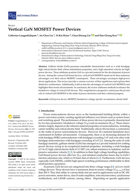 Pdf Vertical Gan Mosfet Power Devices