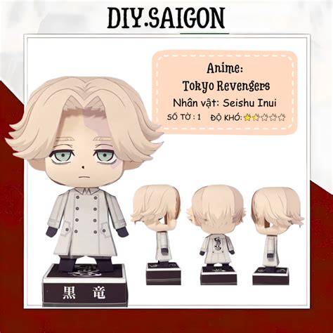 Tokyo Revengers Mô Hình Giấy Anime Chibi Seishu Inui Shopee