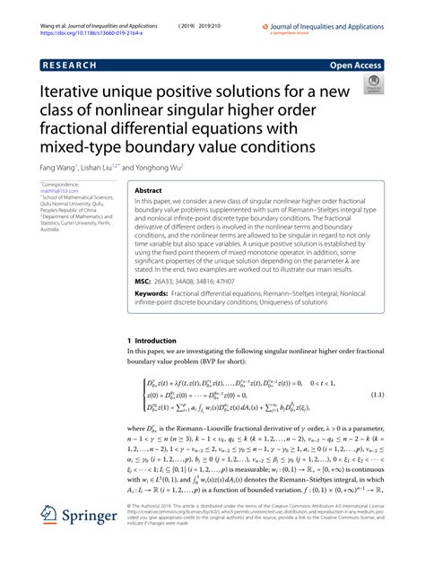 Pdf Iterative Unique Positive Solutions For A New Class Of Nonlinear