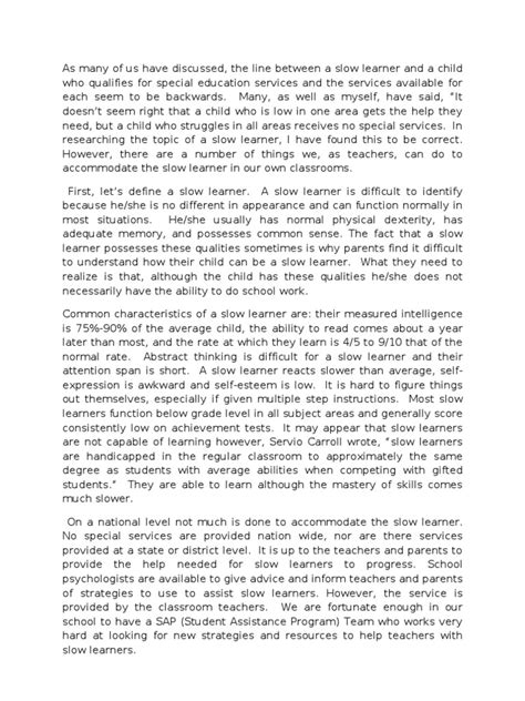 Slow Learner Pdf Learning Disability Dyslexia