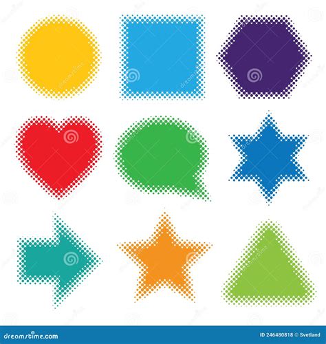 Colorful Halftone Vector Shapes Borders Frames Stock Vector Illustration Of Hexagon Circle