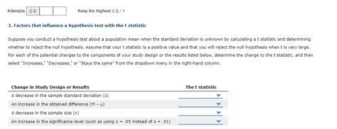 Solved 3 Factors That Influence A Hypothesis Test With The