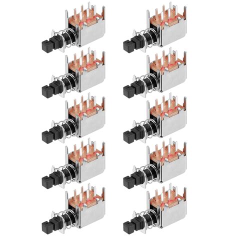 Push Button Switch DPDT Pin Position Self Locking Black Pcs Walmart Com