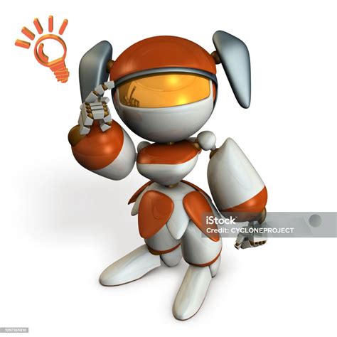 귀여운 로봇 머리를 가리키는 능력을 자랑 합니다 3d 그림입니다 흰색 배경입니다 3차원 형태에 대한 스톡 사진 및 기타 이미지 3차원 형태 가리키기 결심 Istock