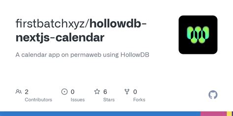 Github Firstbatchxyzhollowdb Nextjs Calendar A Calendar App On Permaweb Using Hollowdb