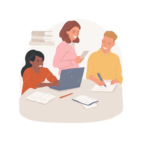 Premium Vector Group Peer Tutoring Isolated Cartoon Vector Illustration