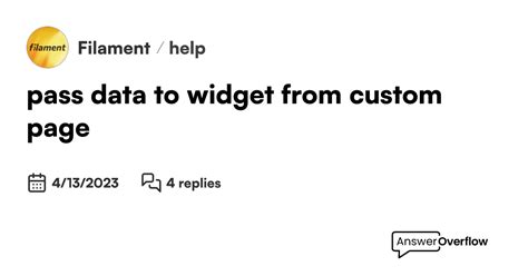 Pass Data To Widget From Custom Page Filament