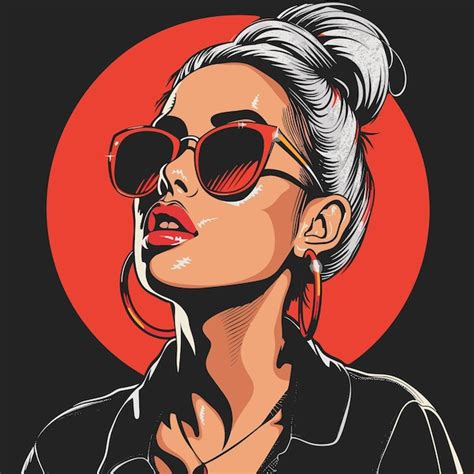 Premium Vector Beautiful Young Woman In Sunglasses Vector