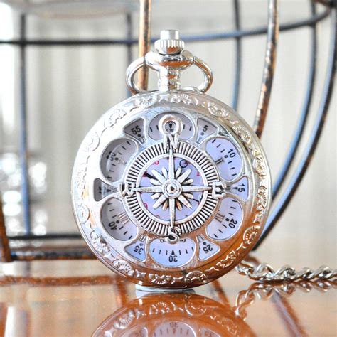Personalised Silver Plated Pocket Watch Compass Design By Tsonline4u