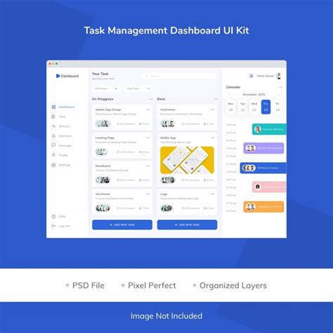 Task Management Dashboard Template Psd High Quality Free Psd Templates For Download