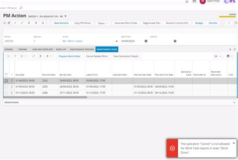 Errored Work Order PM Action IFS Community
