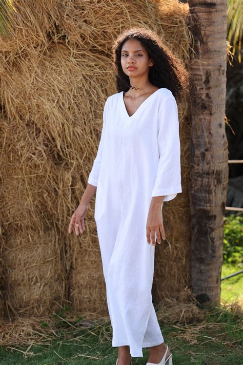 V Neck Linen Dress Renne Casual Linen Maxi Dress Maxi Dress With