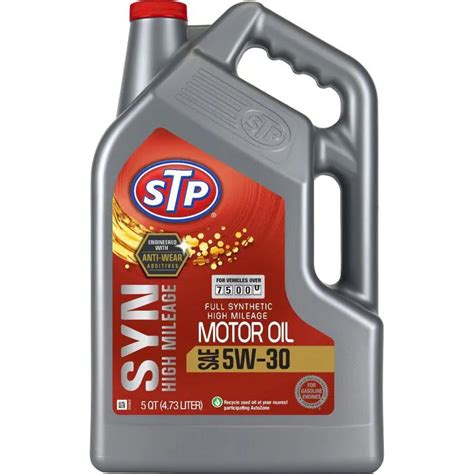 Stp High Mileage Full Synthetic Engine Oil 5w 30 5 Quart Vectorcart