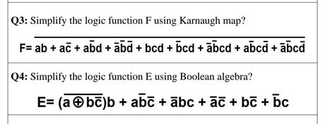 Solved Q3 Simplify The Logic Function F Using Karnaugh Map