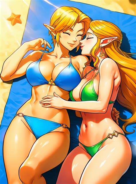 Rule 34 2girls Ai Generated Bikini Blonde Hair Blue Bikini Breasts
