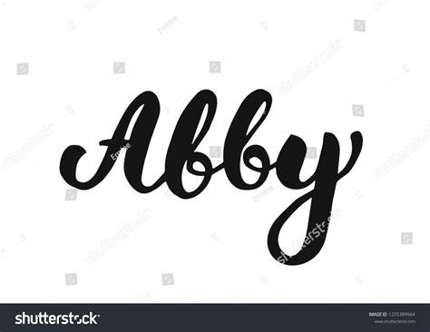Female Name Abby Handwritten Lettering Black เวกเตอร์สต็อก ปลอดค่าลิขสิทธิ์ 1255389964