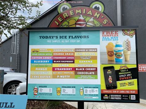 Online Menu Of Jeremiahs Italian Ice Restaurant Jacksonville Florida