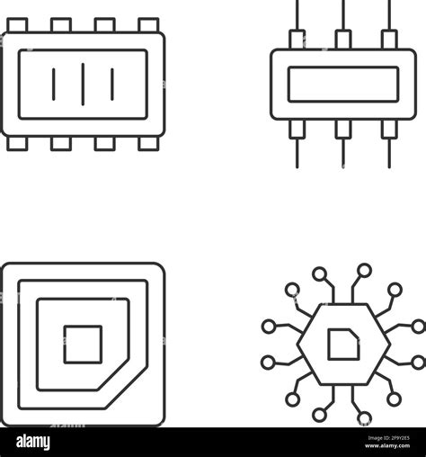 Microcircuits Linear Icons Set Stock Vector Image And Art Alamy