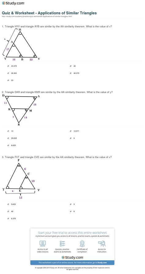 Similar Triangles Worksheet Answer Key — Db