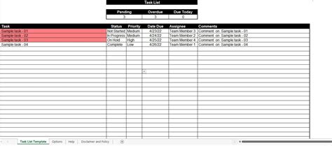 Excel Simple Task List Template Etsy