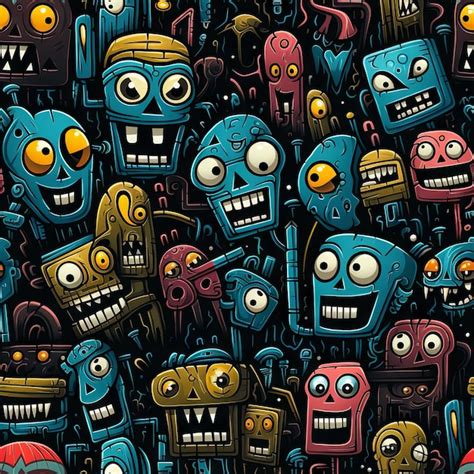 Premium Ai Image A Zombie Pattern Illustration