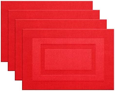 Vegan Leather Pvc Red Placemats Set Of 4 Easy To Clean