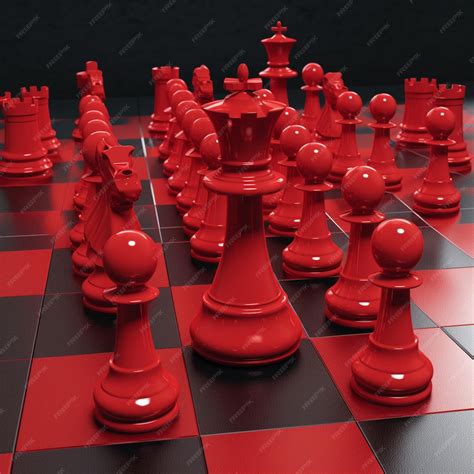 Premium Ai Image A Red Chess Board With A Chess Set And A Chess Set With The Number 7 On It