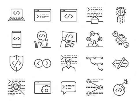 Premium Vector Coding And Developer Icon Set