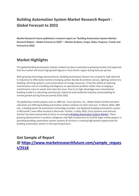 Ppt Building Automation System Market Size Revenue Growth Rate Analysis And Forecast 2022