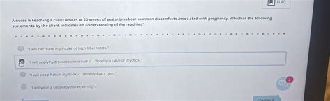 High Quality Solution Flaga Nurse Is Teaching A Client Who Is At 20 ﻿weeks