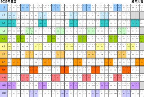 日历表2025年日历 中文版 带农历 彩色系列 模板 Df001 日历精灵