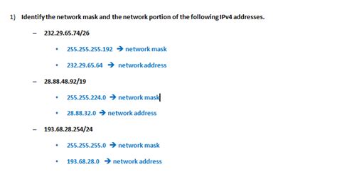 Solved Identify The Network Mask And The Network Portion Of Chegg