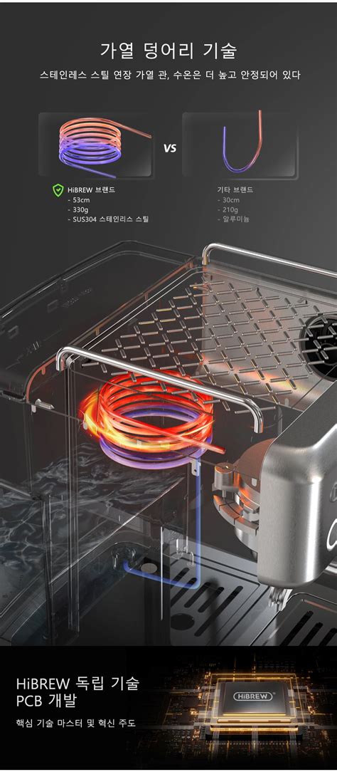 Hibrew 반자동 에스프레소 커피 머신 온도 조절 가능 58mm 포타필터 콜드핫 커피 메이커 금속 Caseh10a