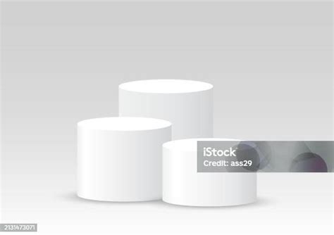 3 개의 흰색 빈 연단은 흰색 배경 벡터 일러스트 레이 션에 제품을 보여주기 위해 서 있습니다 강단에 대한 스톡 벡터 아트 및 기타 이미지 Istock