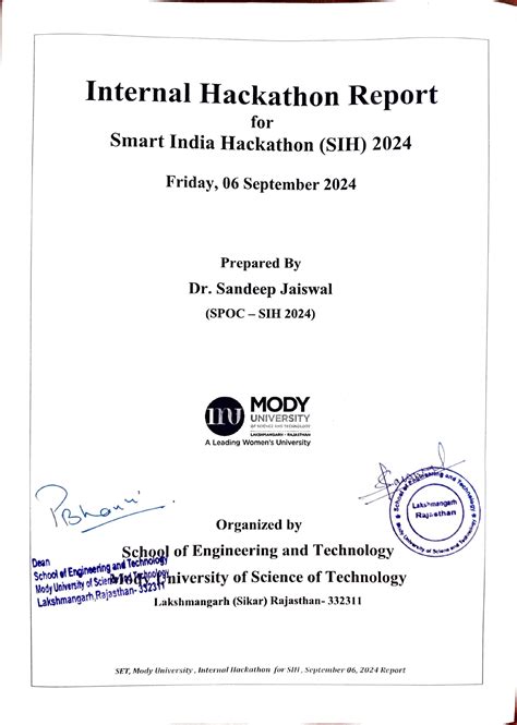 Internal Hackathon Report Mody University