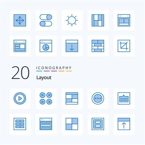20 Layout Blue Color Icon Pack Like Layout Design Browser Settings Loading 19209781 Vector Art