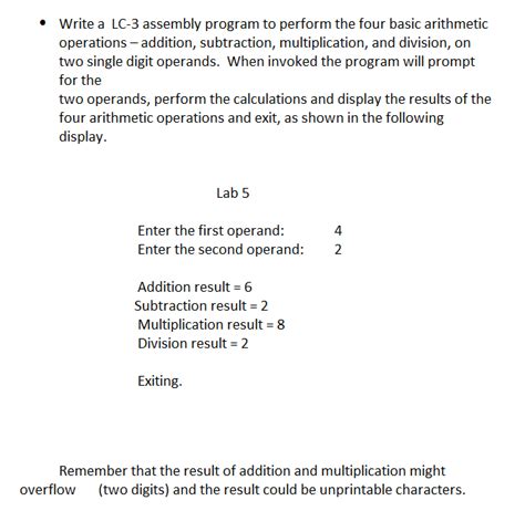 Solved Write A Lc 3 Assembly Program To Perform The Four