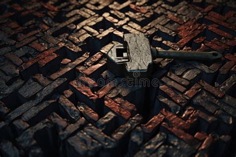 Key Interlaced In A Stack Of Bricks Highlighting The Texture Contrast