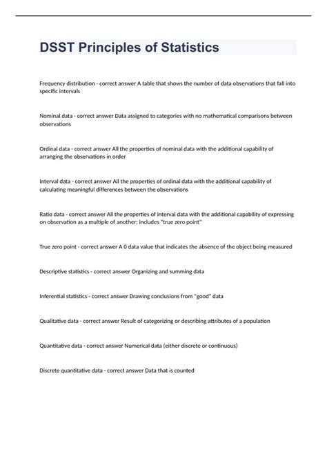 DSST Principles Of Statistics Questions With Complete Solution 2023 2024 DSST Stuvia US