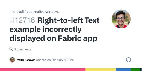 Right To Left Text Example Incorrectly Displayed On Fabric App · Issue 12716 · Microsoftreact