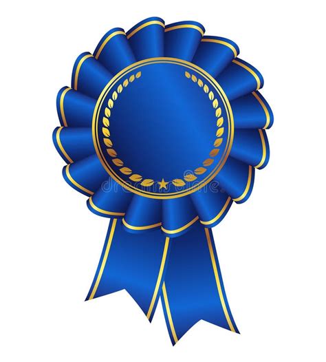 Elegant Blue Ribbon Award With Gold Accents Stock Vector Illustration
