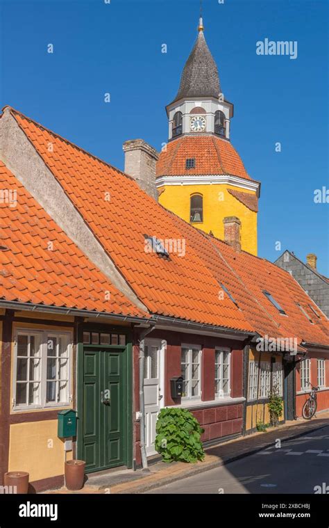Faborg Faaborg Picturesque Old Town With Colourful Houses Landmark Bell Tower Gabled Houses
