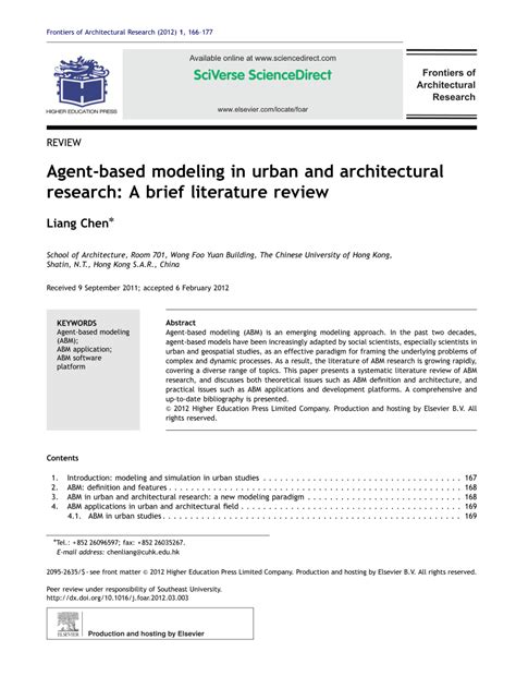 Pdf Agent Based Modeling In Urban And Architectural Research A Brief Literature Review