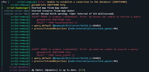 oxmysql error connection database resource support cfx re community