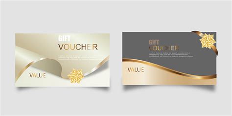 리본과 기프트 박스가 있는 럭셔리 기프트 바우처의 벡터 세트 축제 기프트 카드 쿠폰 및 인증서를위한 우아한 템플릿 할인 쿠폰 템플릿 벡터 일러스트 Eps10 은퇴에 대한