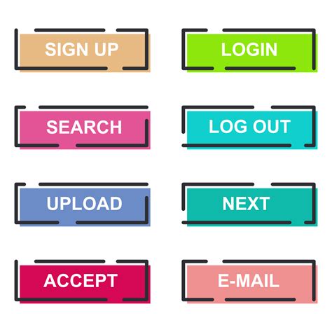 Set Of Modern Material Style Buttons For Website Mobile App And