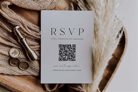 Minimal Modern Wedding Rsvp QR Code Card Template Simple QR Code Response Card Printable Rsvp