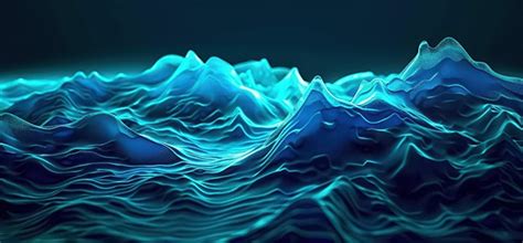 Abstract Representation Of Ocean Waves With Glowing Blue Tones And